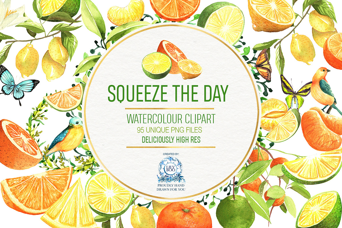 Lemon Lime Orange Watercolor Bundle, a Food Illustration by LilyBoo Clipart