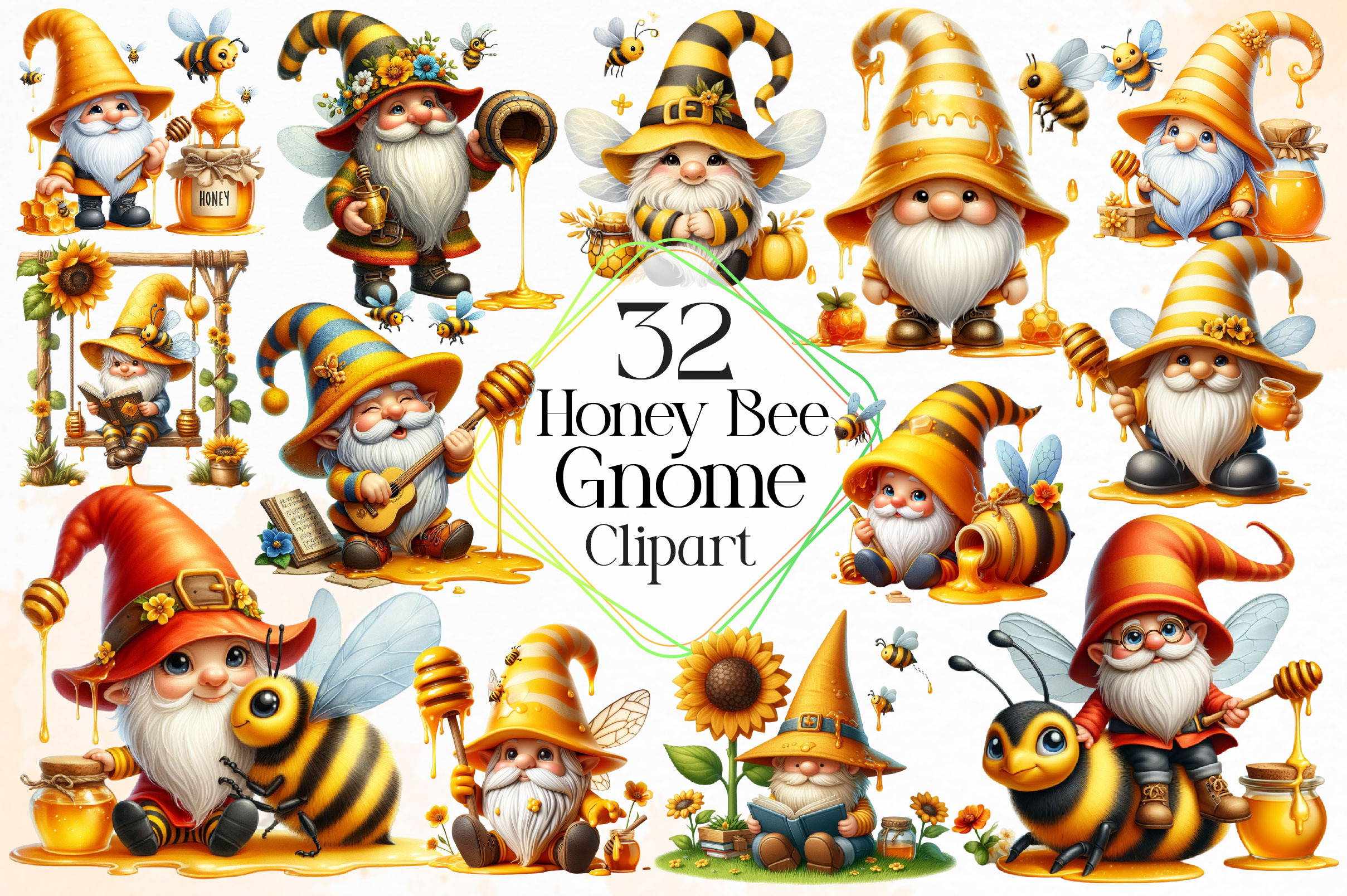 Honey Bee Gnome Sublimation Clipart | Work Illustrations ~ Creative Market