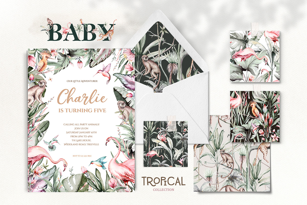 Tropical watercolor collection, an Animal Illustration by Peace ART