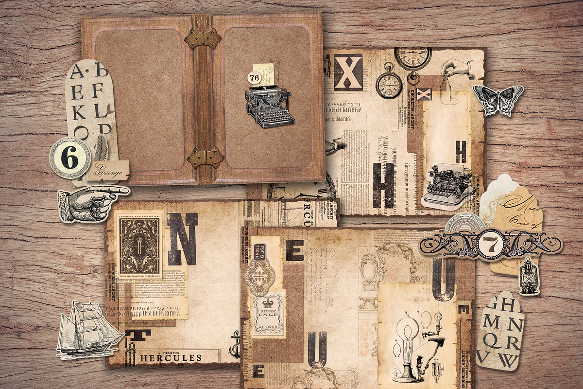 Vintage Grunge Scrapbook Kit