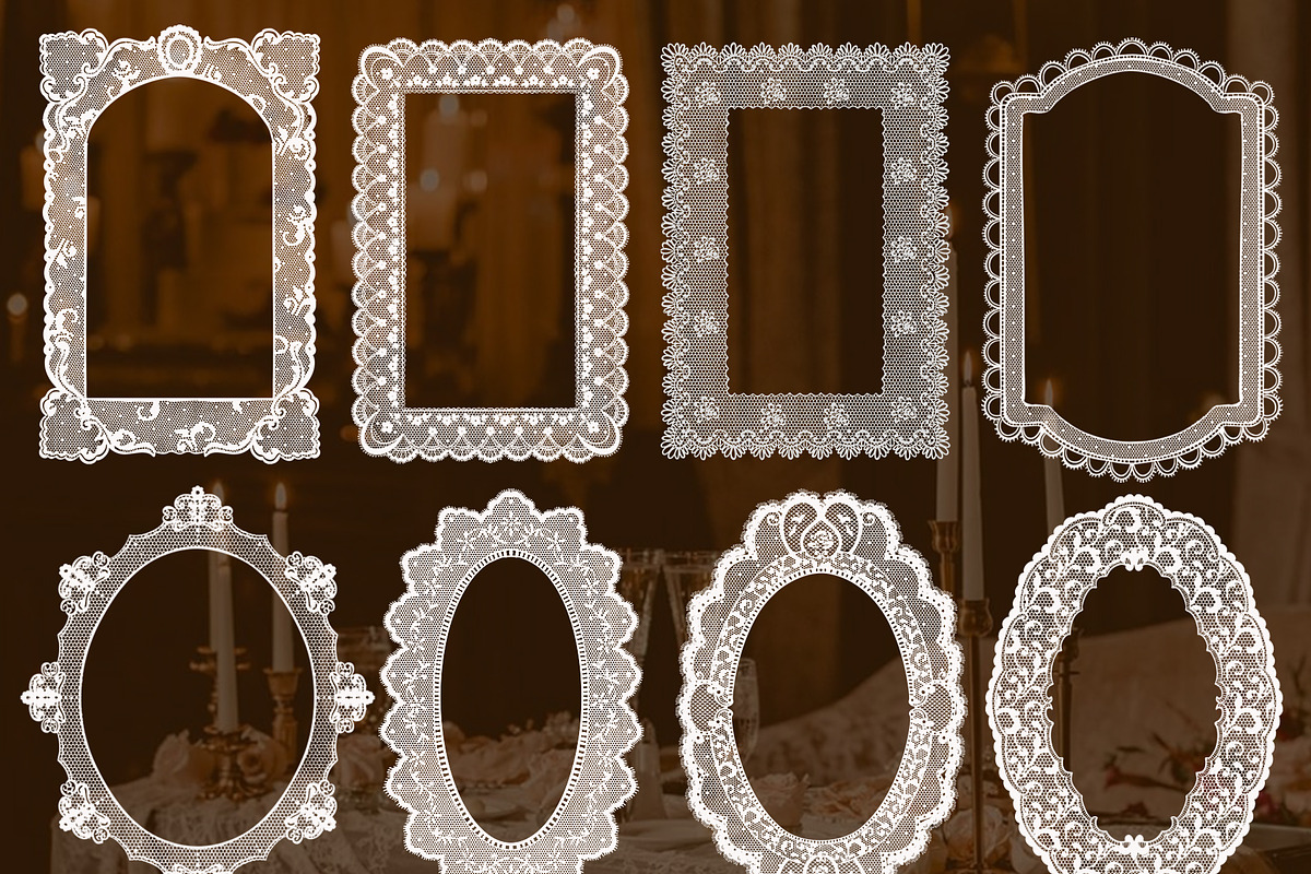 Vintage Lace Vector Frames Clipart