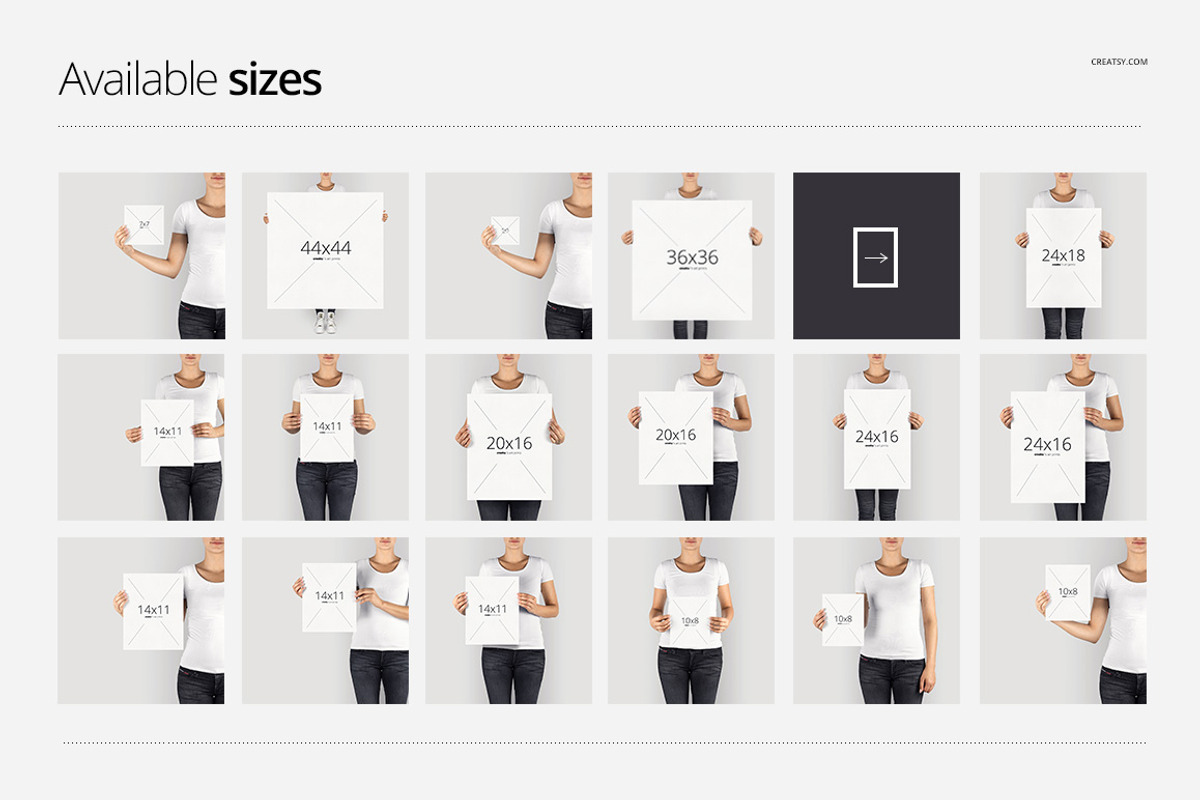 Art Print Many Sizes Mockup Set, a Print Template by creatsy4