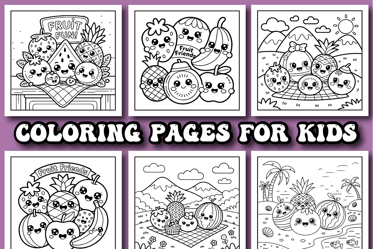 Kawaii Fruit Coloring Pages For Kids, an Animal Illustration by ...
