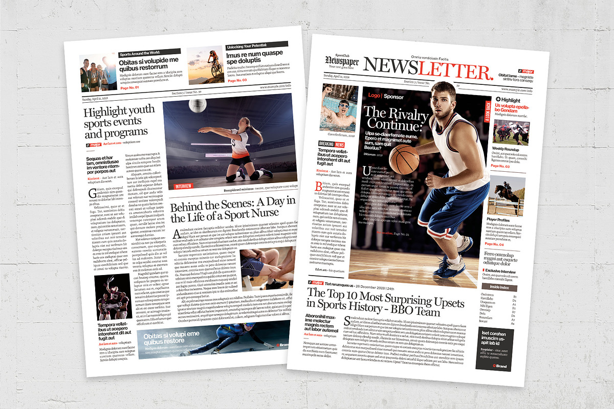 Sports Newsletter Template, a Flyer Template by BrandPacks