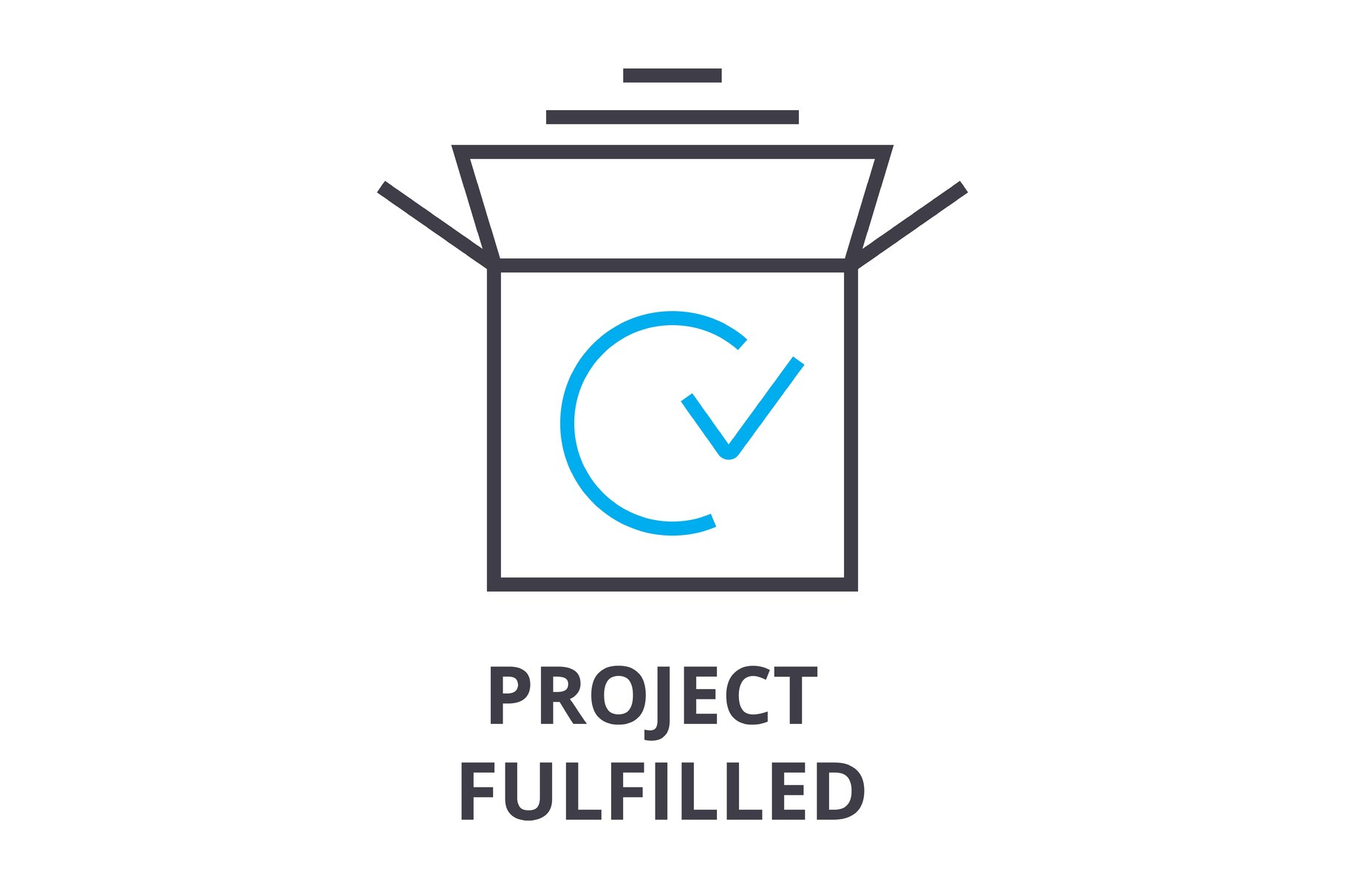 project fulfilled thin line icon, sign, symbol, illustation, linear ...