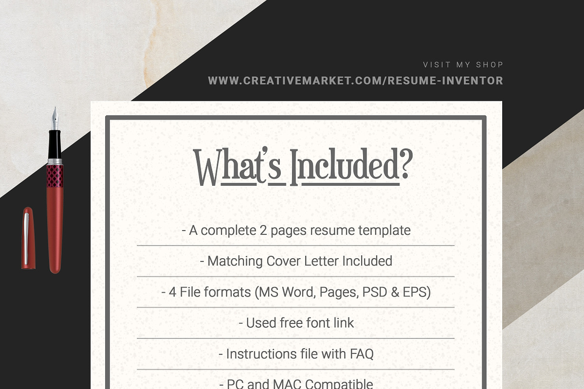 2 Page Professional Simple Resume | Creative Market