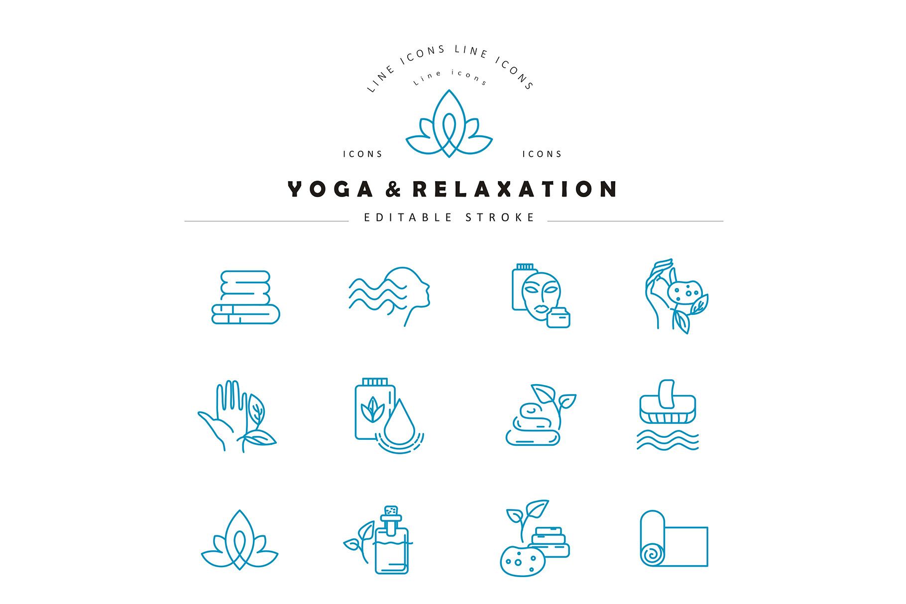 Yoga & relaxation. Icons & Logos, an Outline Icon by Merfin