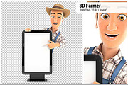 3D Farmer Pointing to Billboard, a Person Illustration by 3DMask