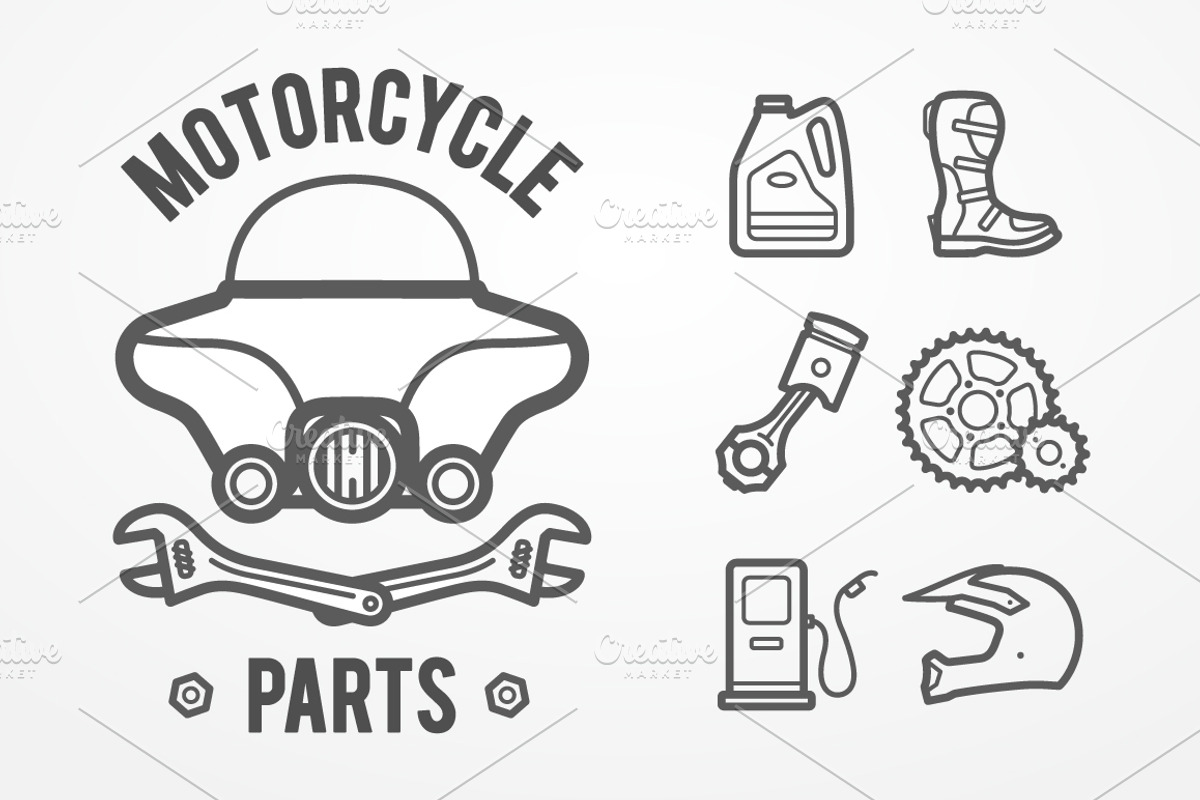 Motorcycle parts set, an Icon by Lazer Scribbles