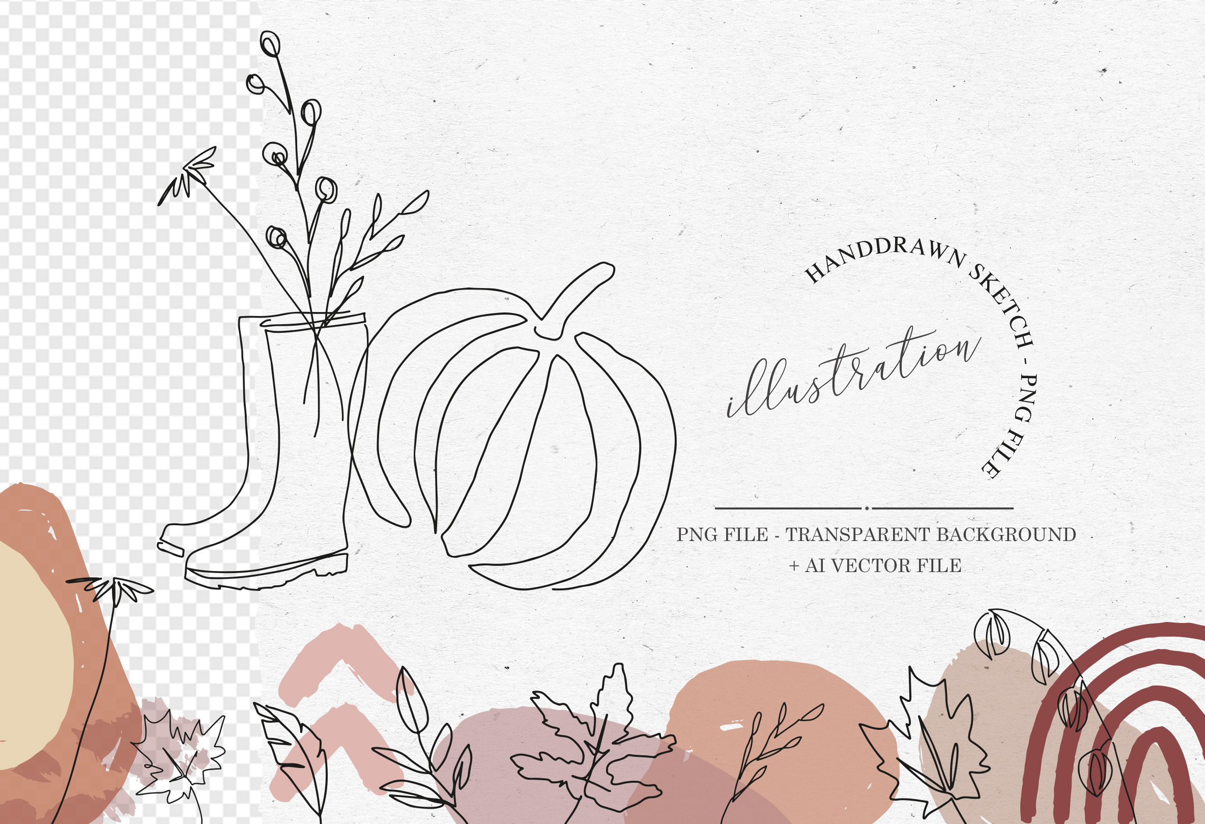 AUTUMN LINE ART BUNDLE VECTOR + PNG, an Illustration by KruthDesign