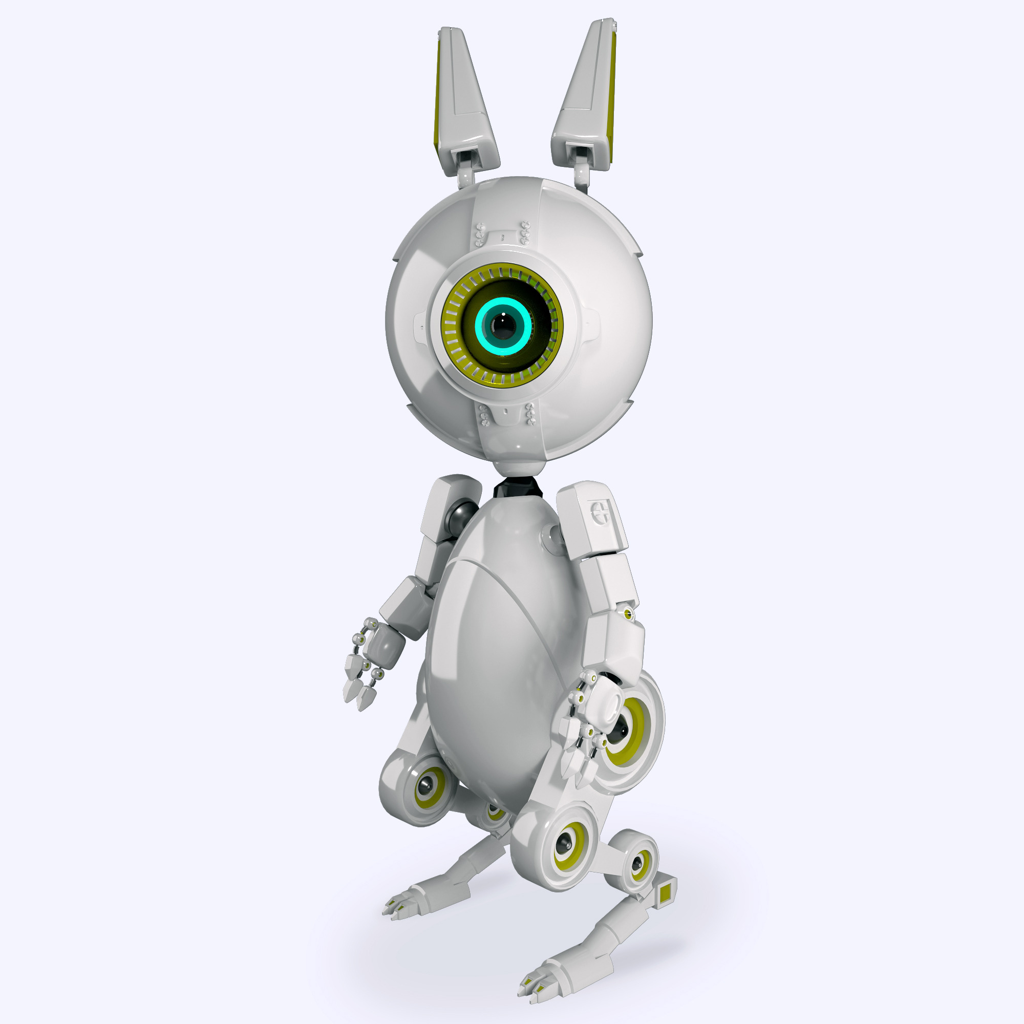 White robot rabbit, an Animal Illustration by 2D/3D