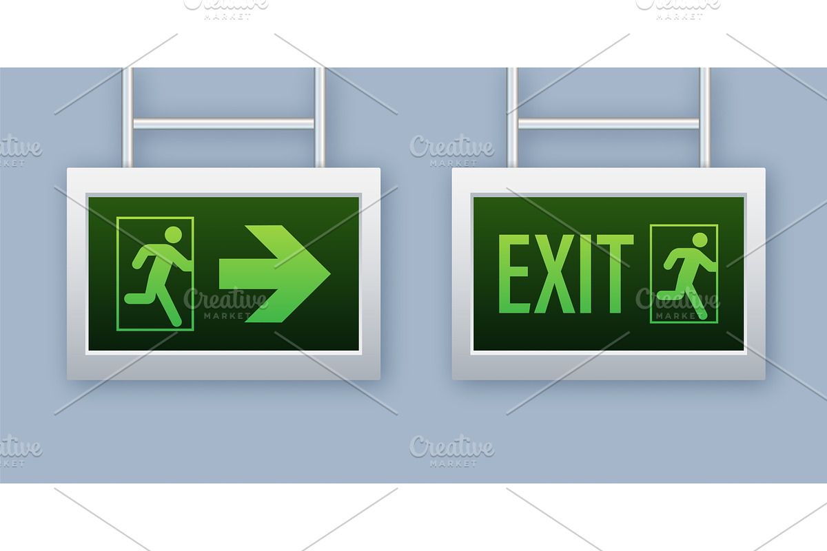 Emergency exit sign. Protection, an Education Illustration by DG-Market ...