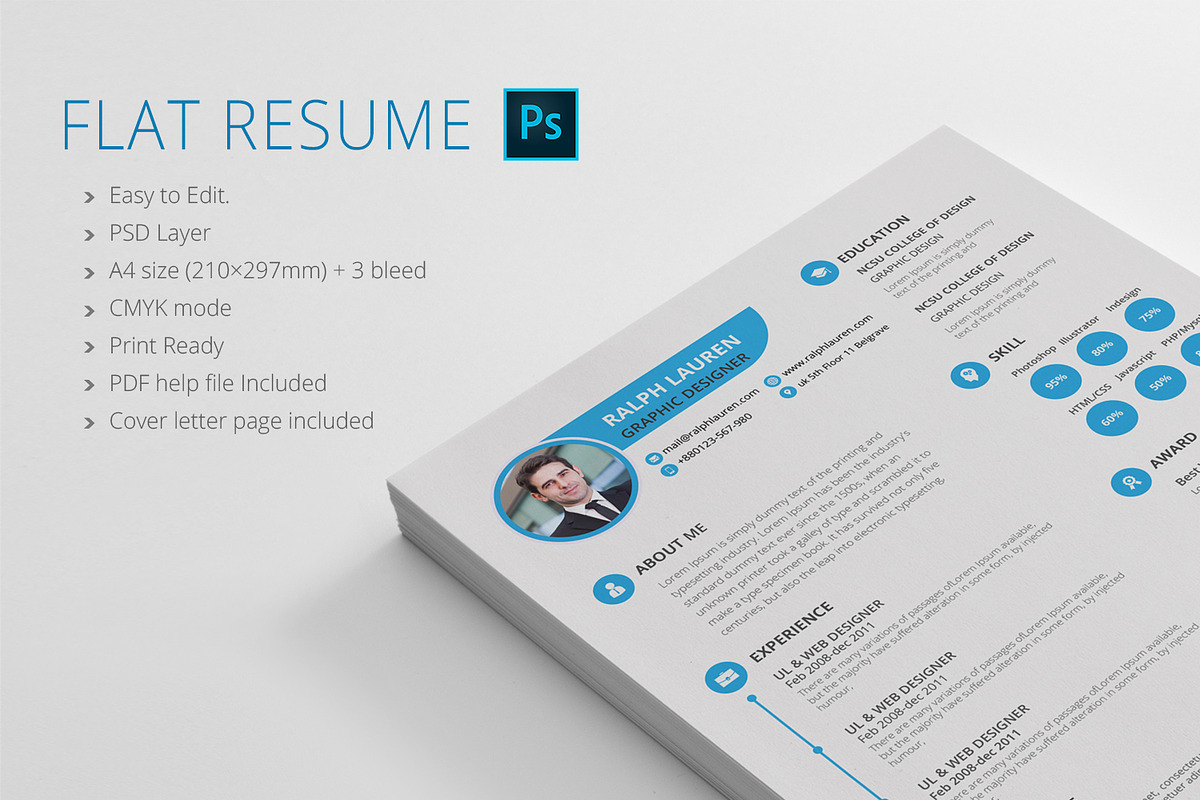 Flat Resume, a Resume Template by Graphicalark