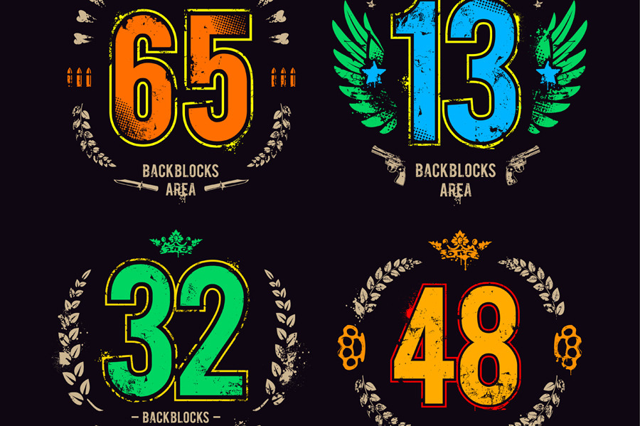 Grunge Lucky Numbers, an Illustration by Vecster | Creative Market