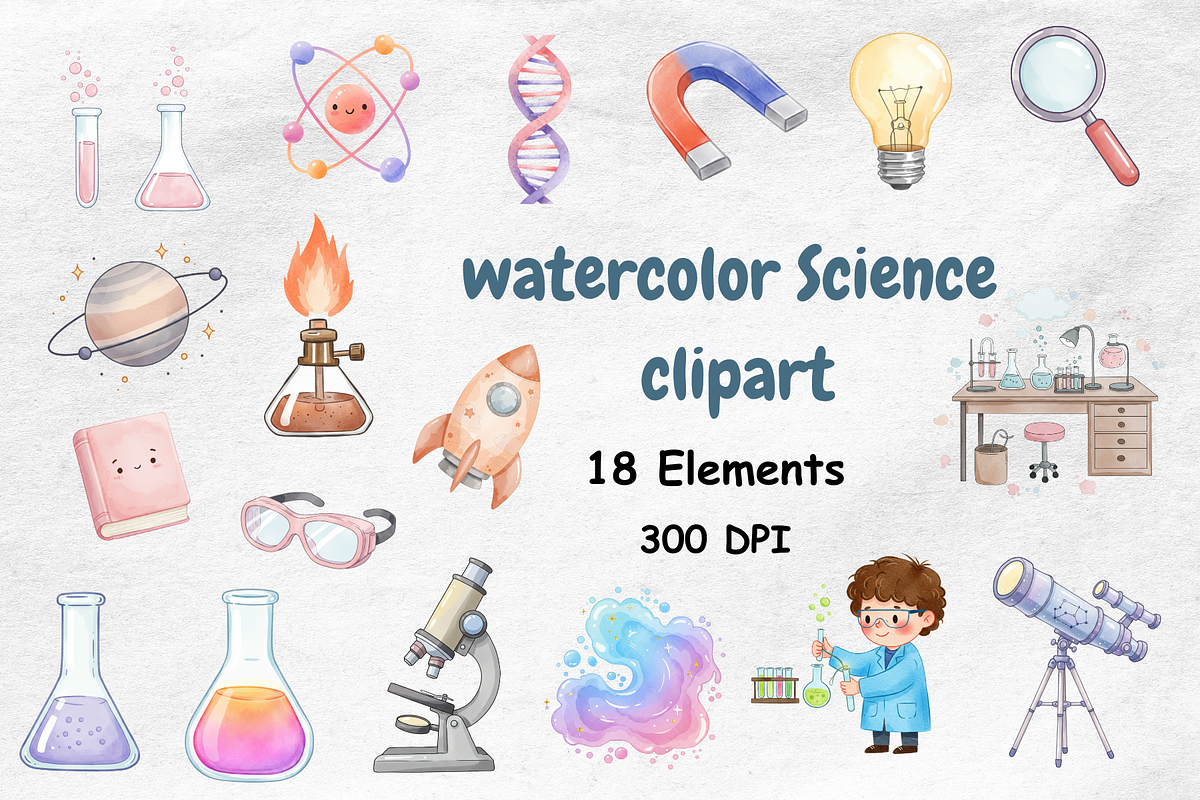 Watercolor Science Clipart