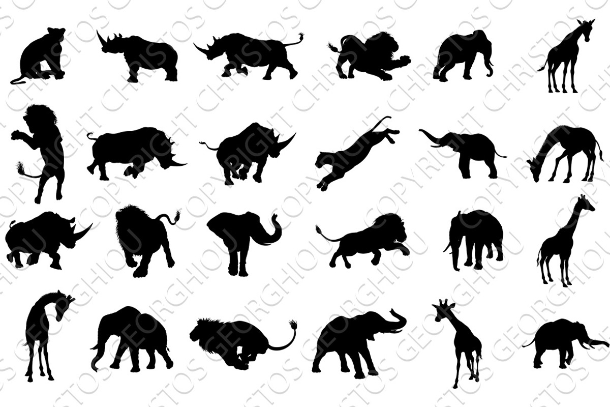 Silhouette African Safari Animal, an Animal Illustration by Christos ...