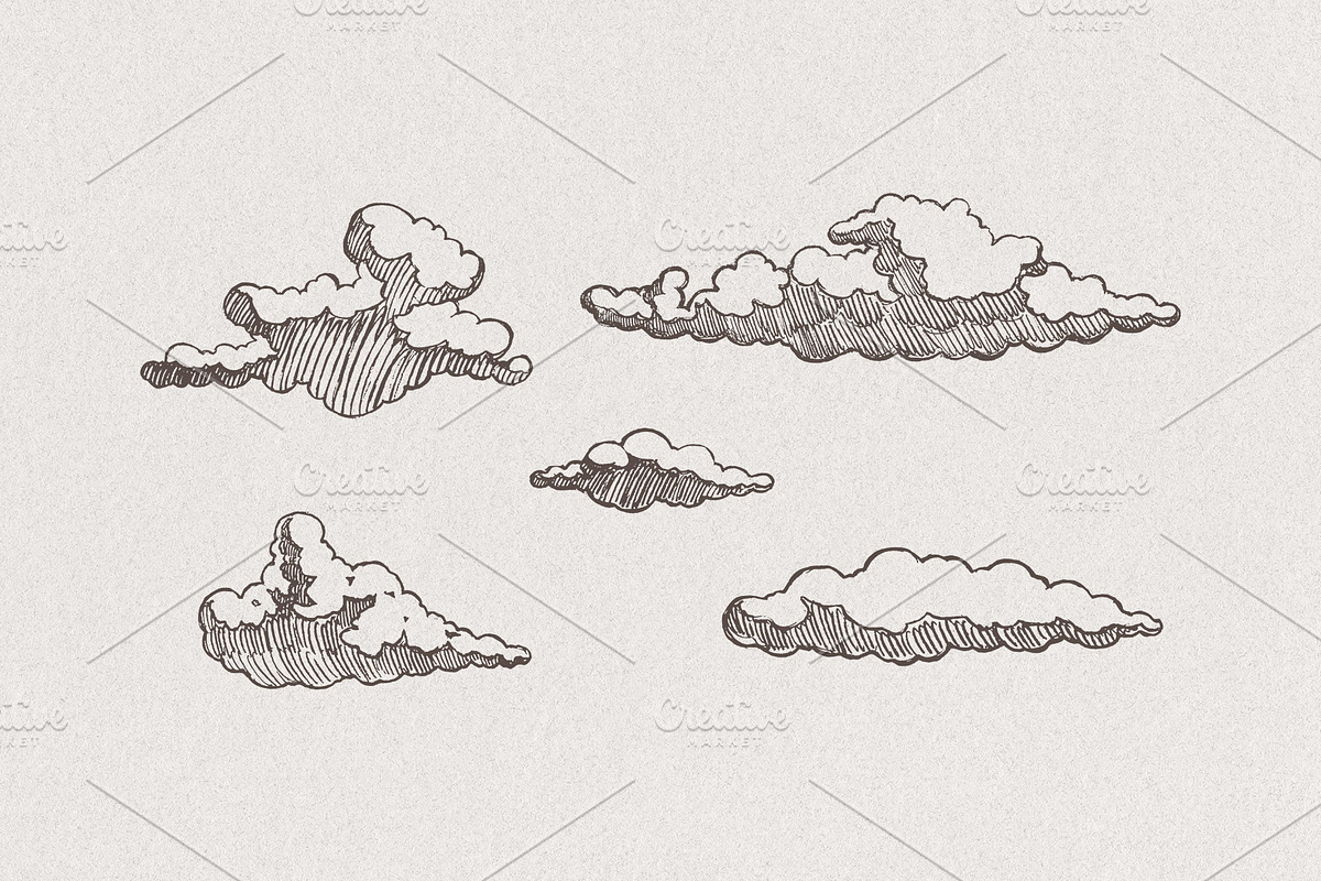 Collection of clouds drawings, a Decorative Illustration by ...