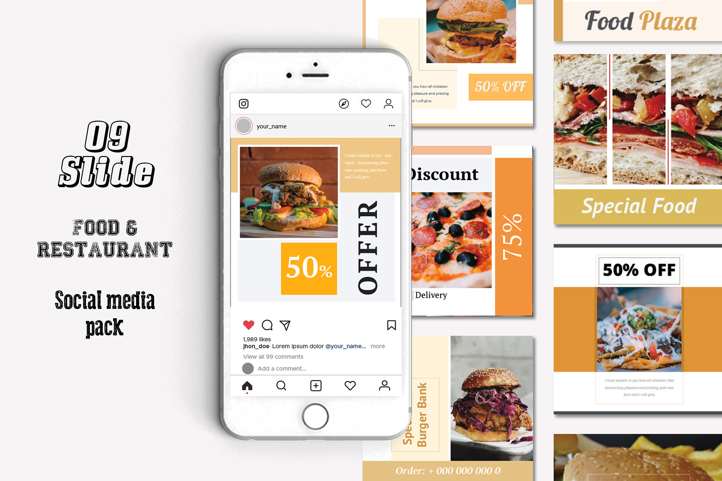 Restaurant Social Media Pack, a Social Media Template by ZAAS