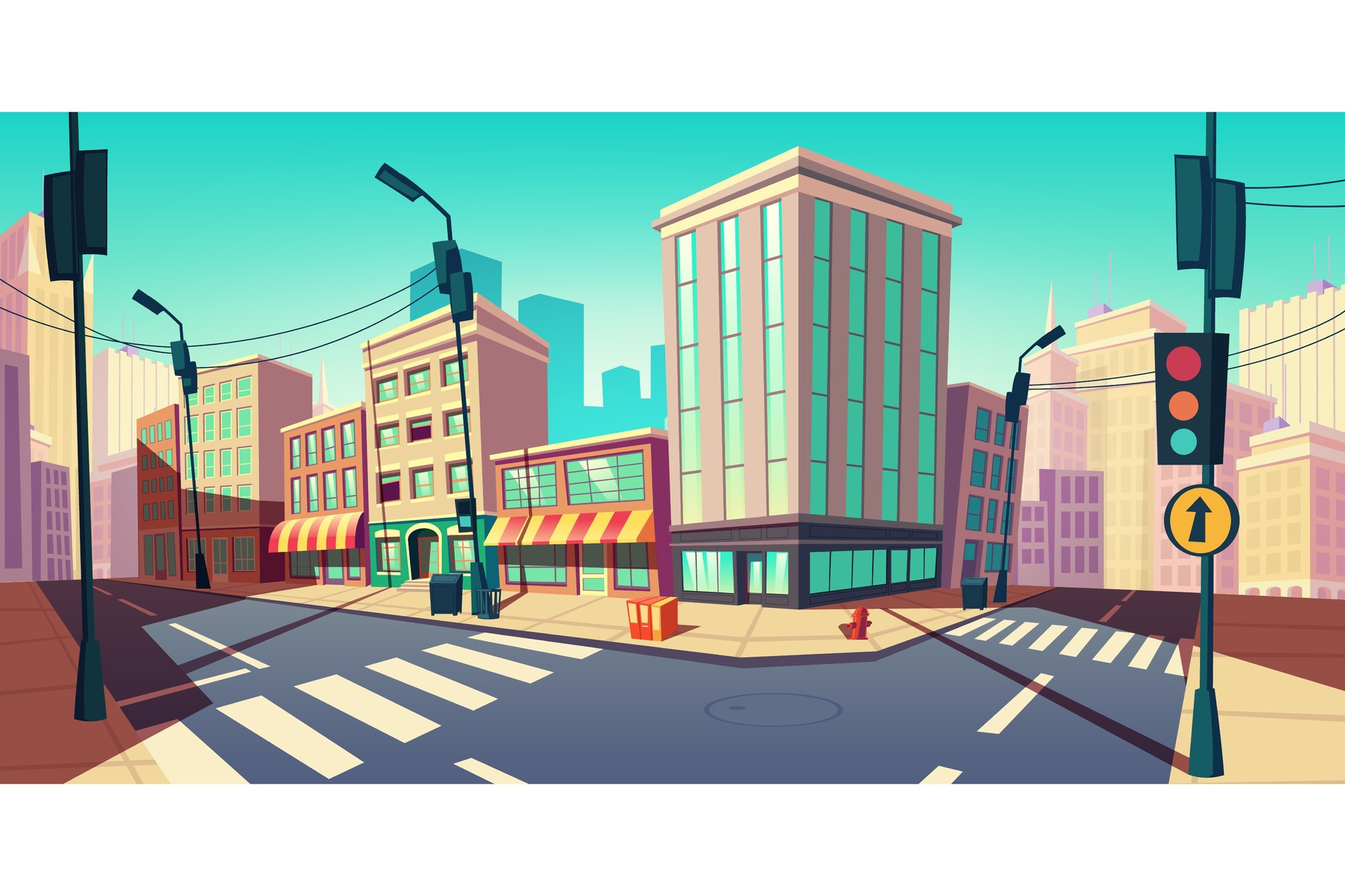 City road turn empty street with, a Person Illustration by BCP.group