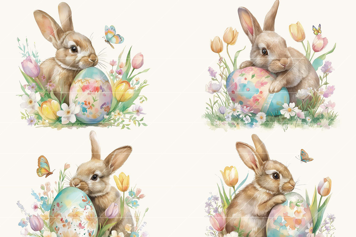 Easter Bunny and Egg Clipart Bundle, an Animal Illustration by ...