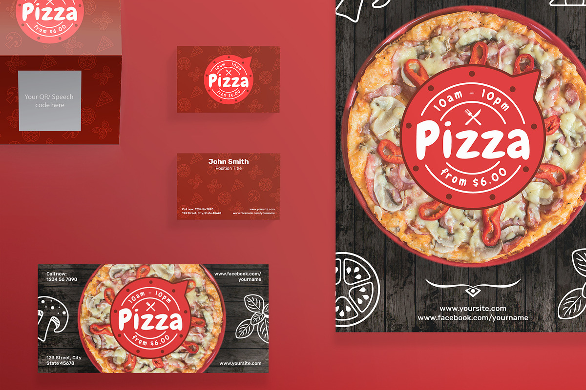 Print Pack | Pizza, a Poster Template by Amber Graphics