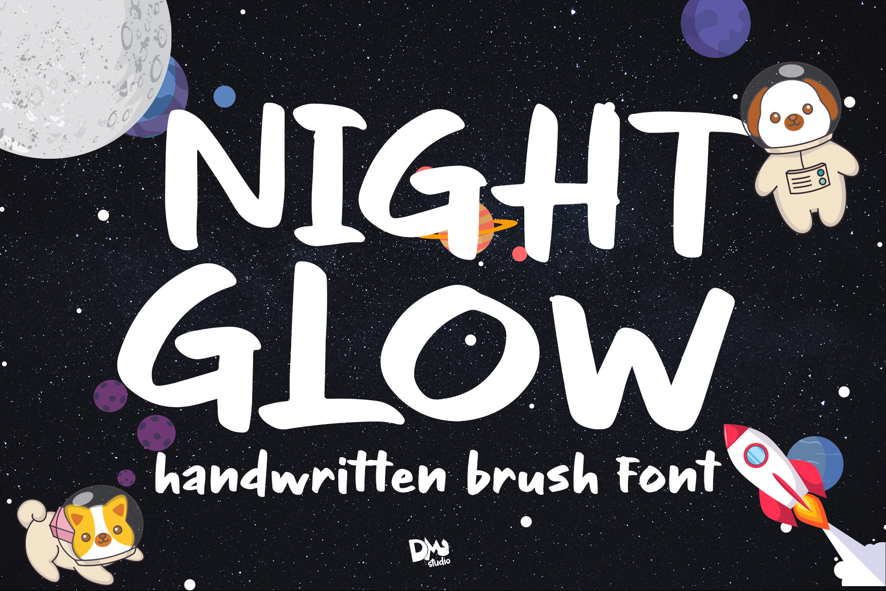 Night Glow - Handwritten Font, a Font by Dm Studio