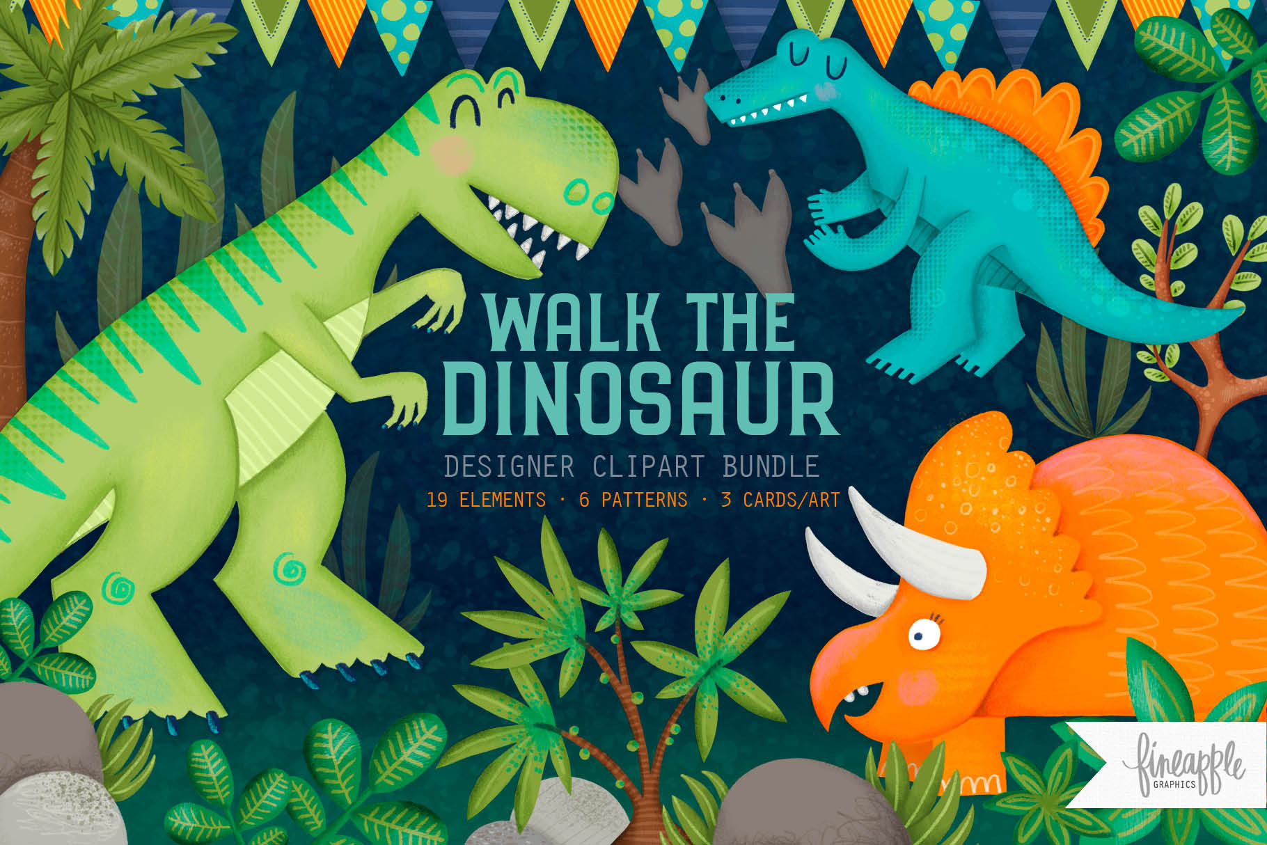 DINOSAUR CLIP ART, an Illustration by FINEAPPLE | Creative Market