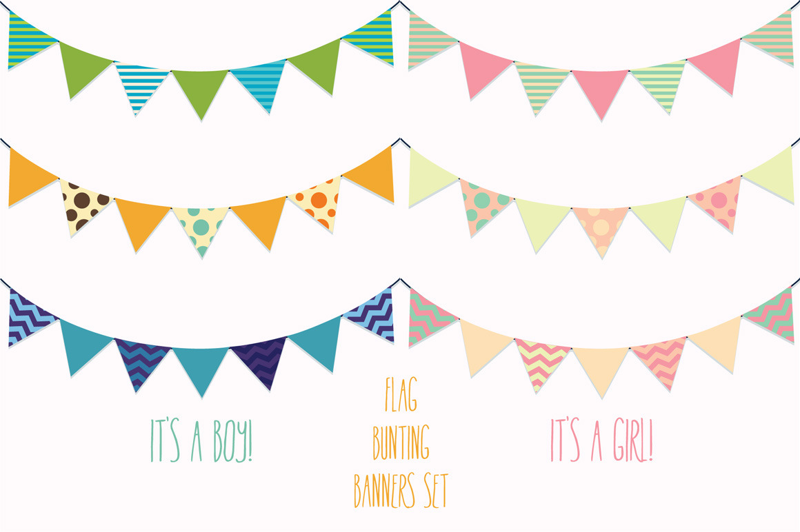Flag Banners, Bunting Vector Clipart, an Illustration by Digital Sugar