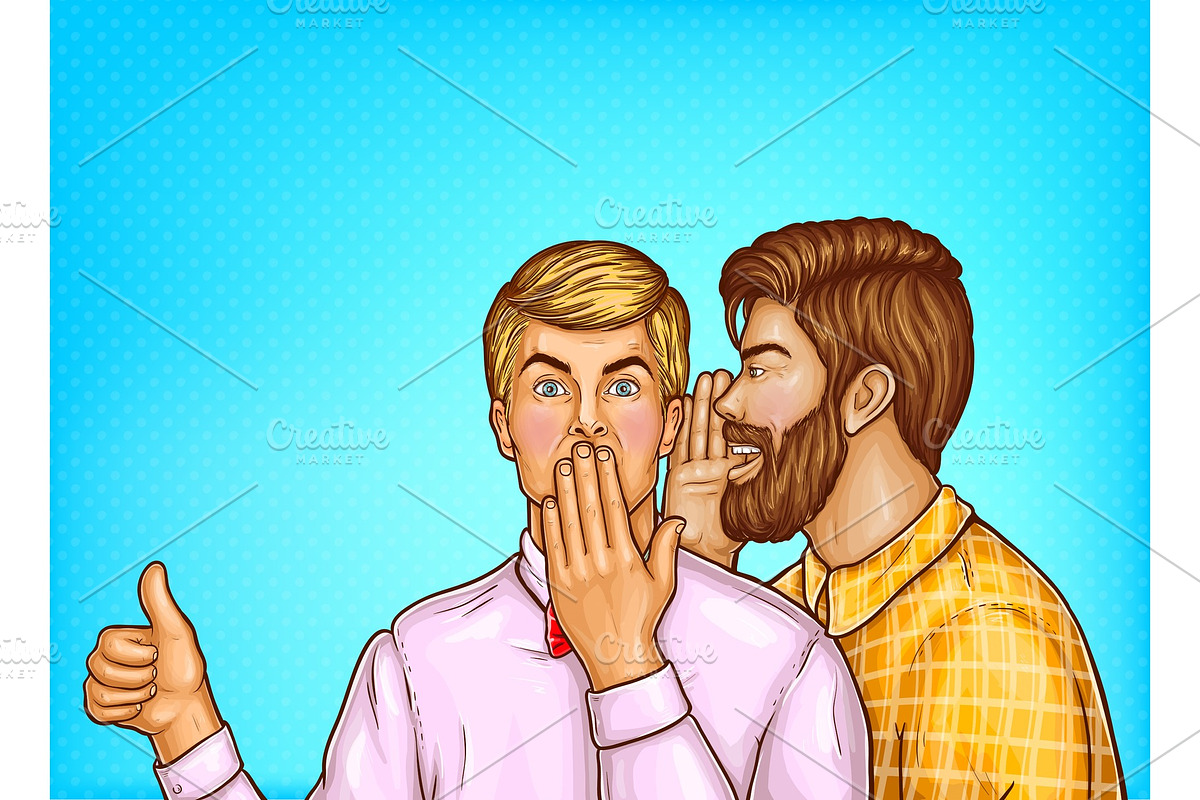 Vector pop art men whisper about, a Person Illustration by BCP.group