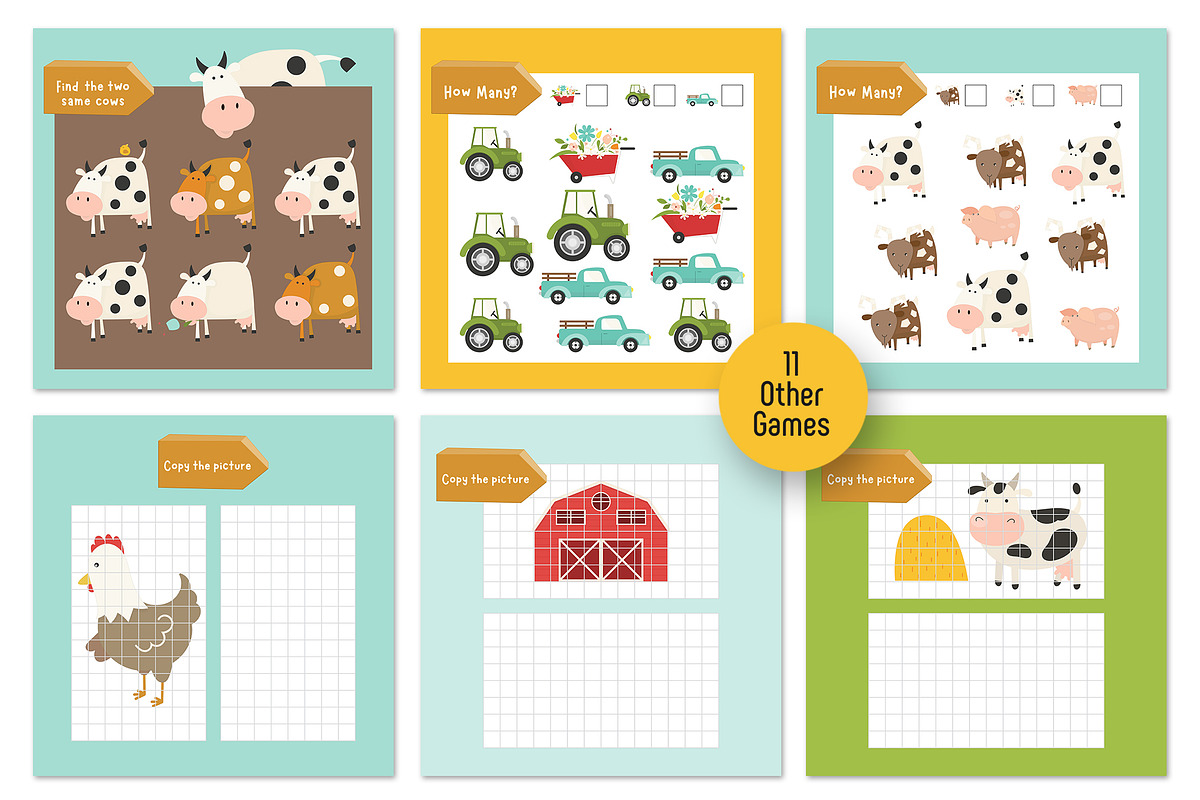 FARM - Activities for kids, an Animal Illustration by Nursery Art