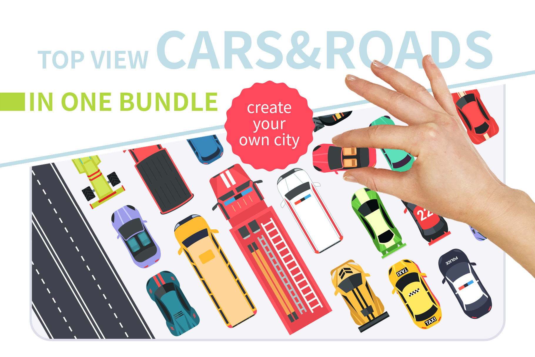 Vehicles and roads set from above, an Object Graphic by Boyko Pictures