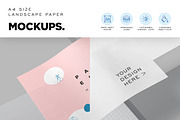 A4 Size Landscape Paper Mockups, a Print Template by DesignNeutrons