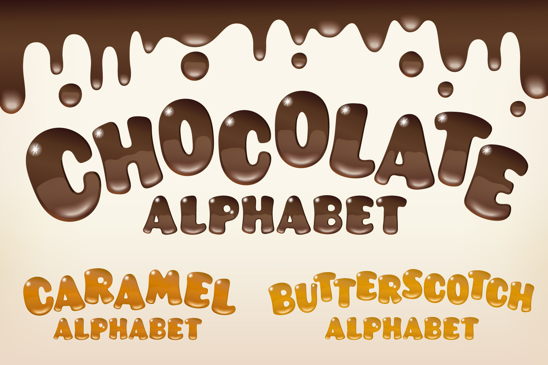 Chocolate Alphabet Trio, an Object Graphic by Mysterylab Designs