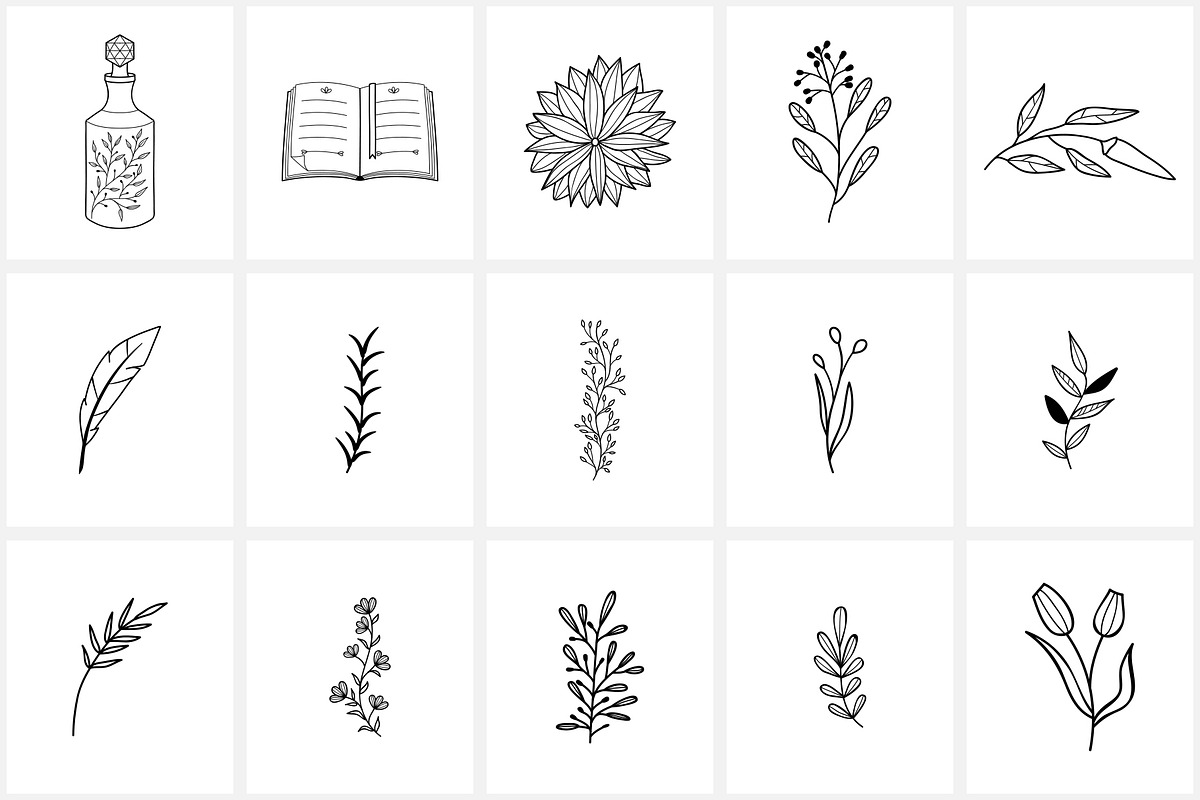 100 Hand Drawn Logo Elements, an Object Illustration by NatalieArtShop