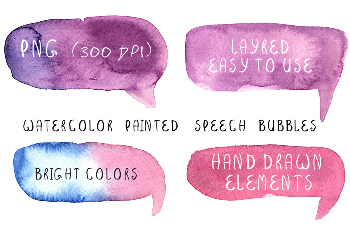 Watercolor speech bubbles set, a Templates & Theme by mcherevan
