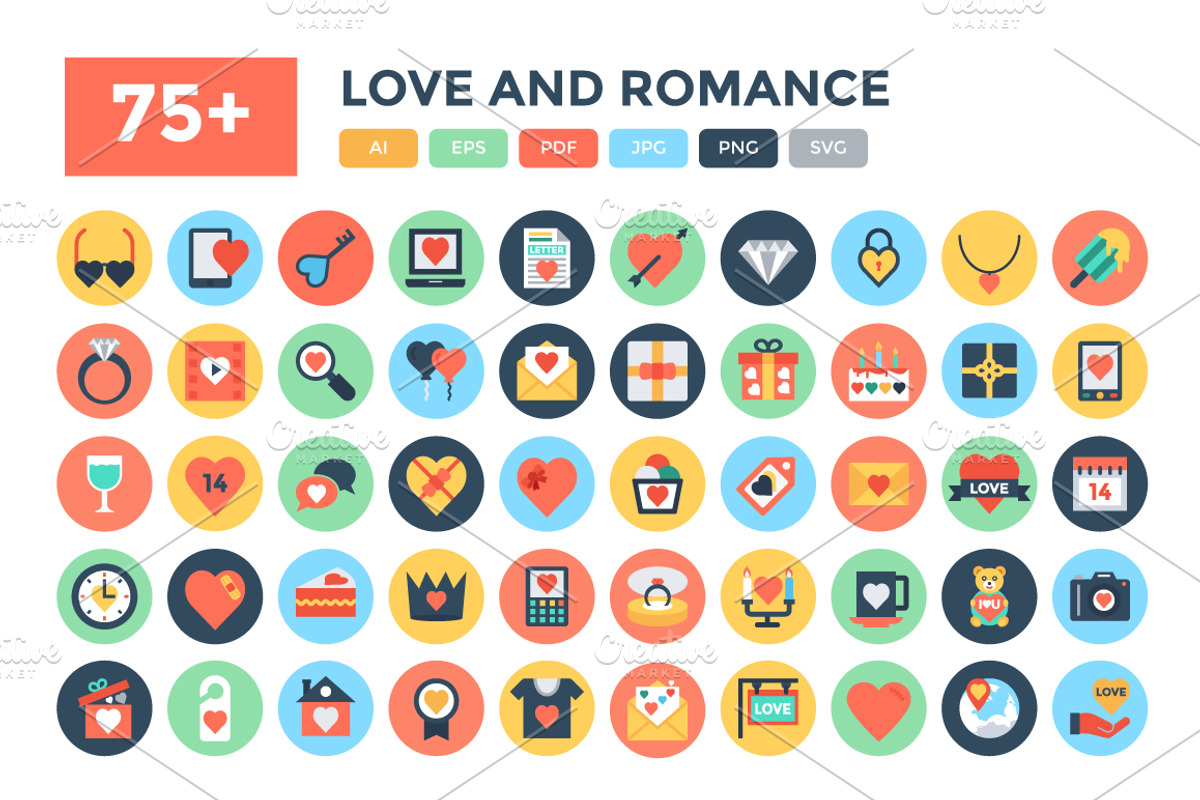 75+ Flat Love and Romance Icons, an Icon by Vectors Market