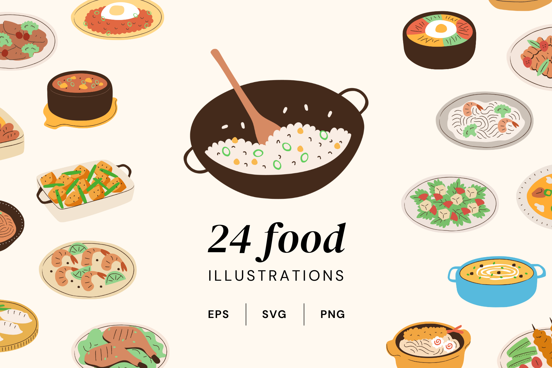 24 food illustrations, an Object Graphic by Pinkbrush