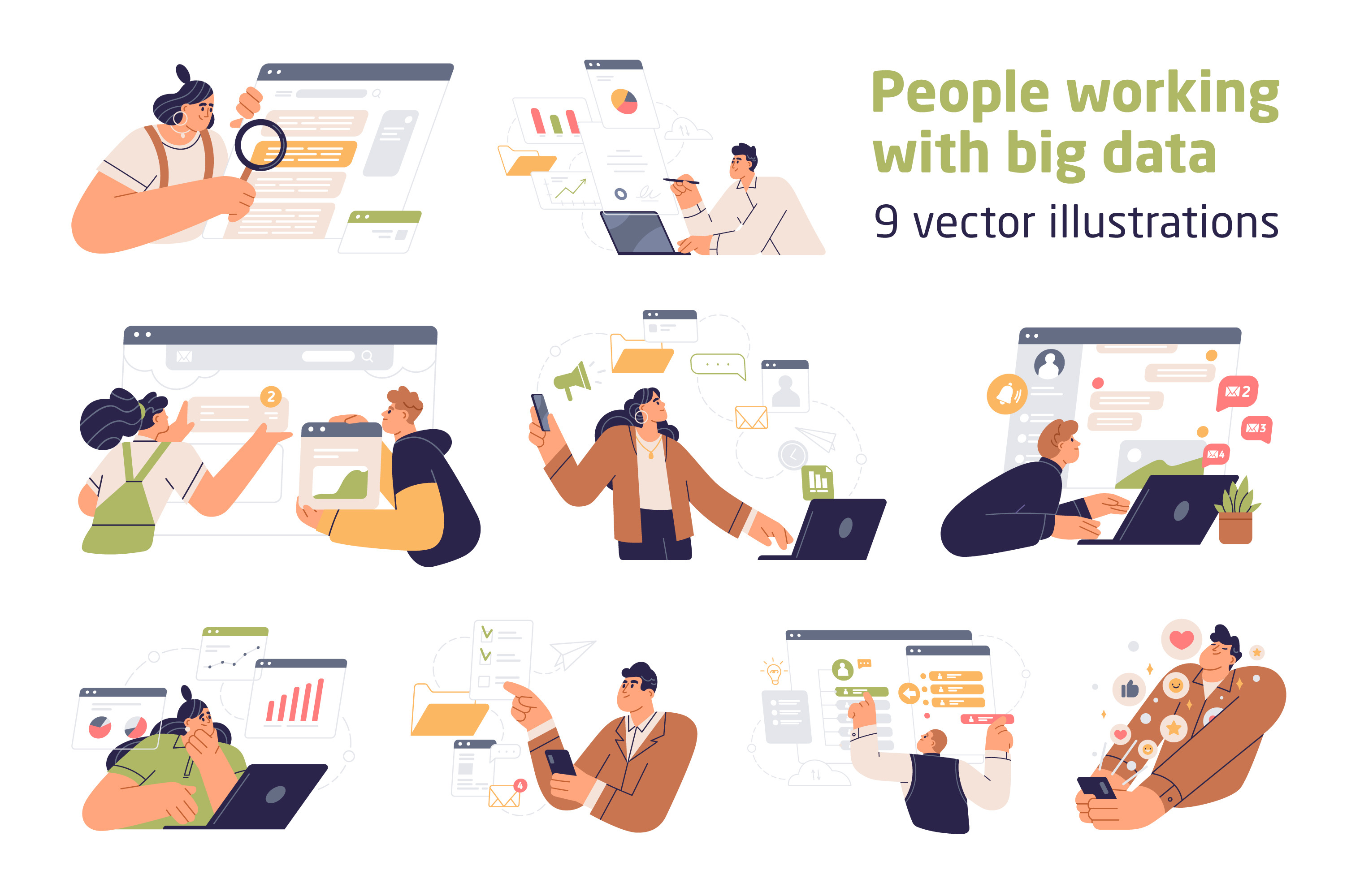 People working with big data set, a Person Illustration by Good Studio
