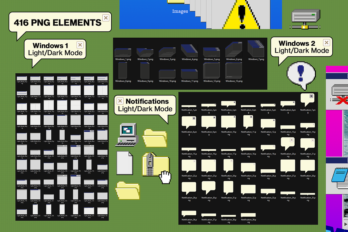 RETRO UI KIT Elements + Templates, a Social Media Template by Headquarters
