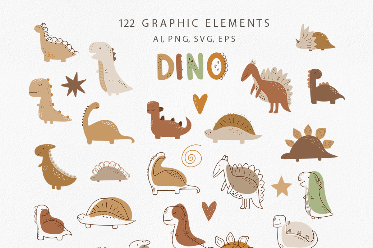 Dinosaur clipart and pattern kids