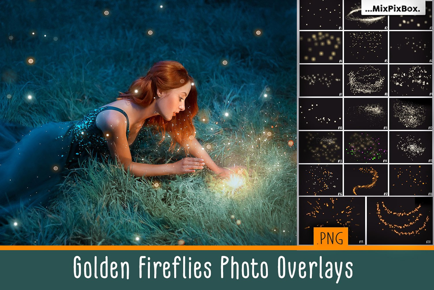 Golden Fireflies Photo Overlays, an Object Graphic by MixPixBox