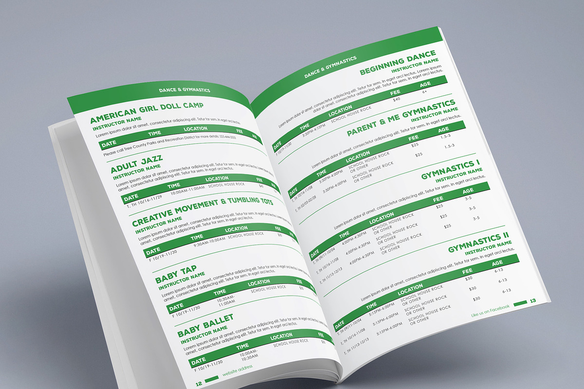 Parks & Recreation Schedule Brochure, a Magazine Template by vernitabashe