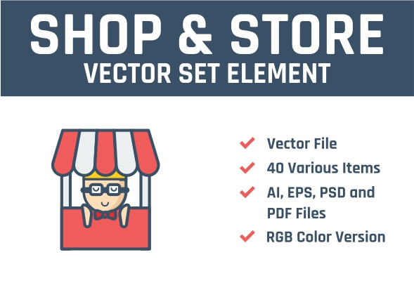 Store & Shopping Vector Set Element, a Graphic by PutraCetol Studio