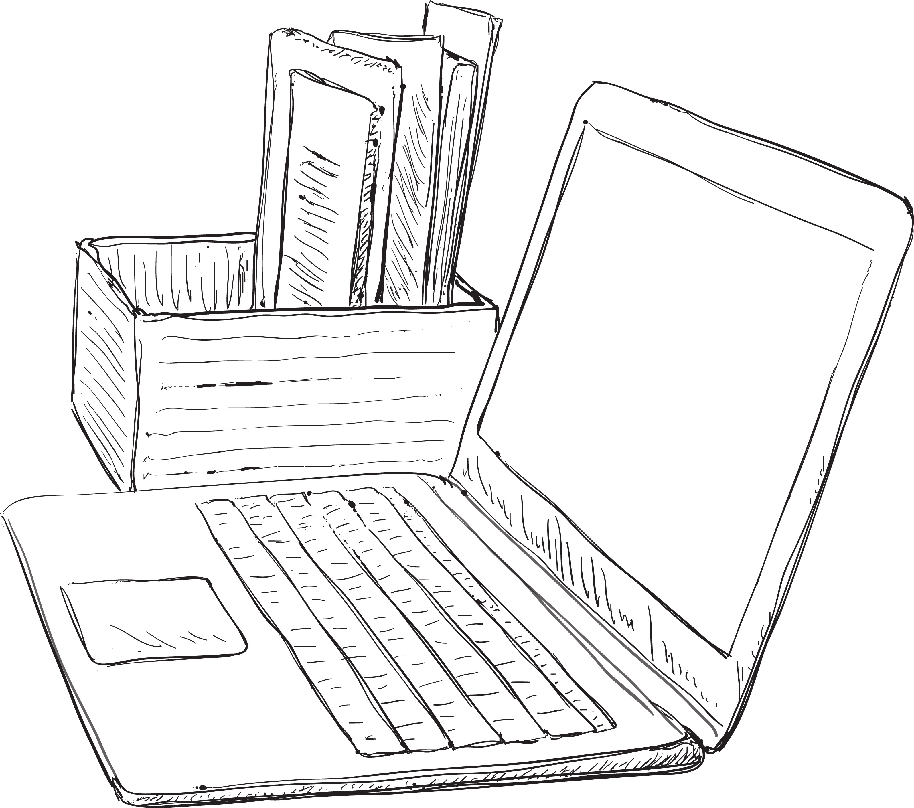 Hand drawn computer, a Work Illustration by Sketching