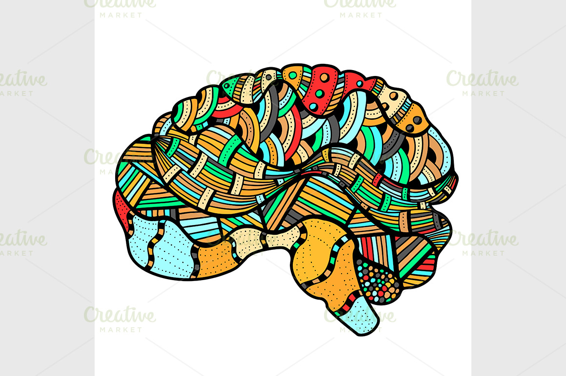 Colored Sketchy Human Brain, a Background Graphic by IllustrationArtShop