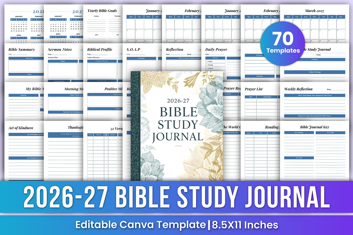 2026-2027 Bible Study Journal Canva, a Stationery Template by Mustafiz