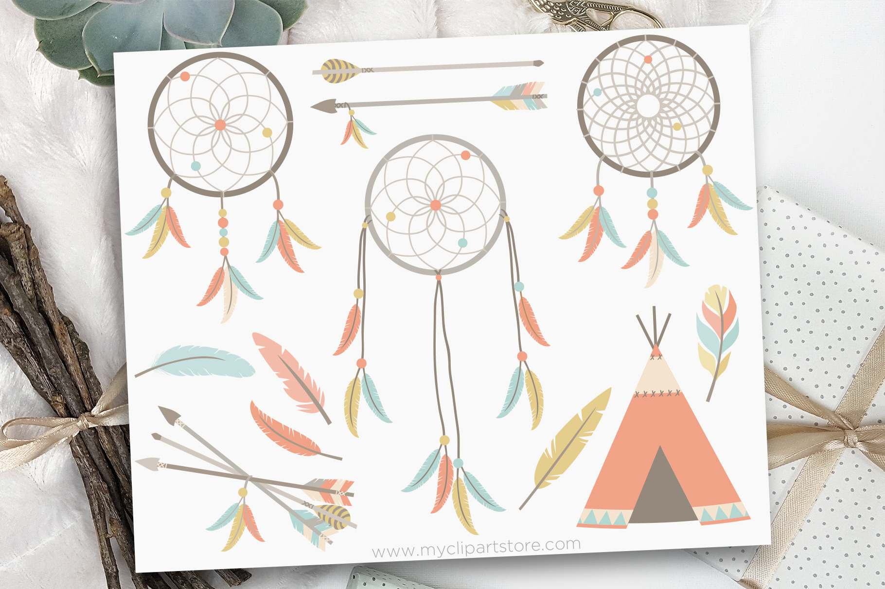 Tribal Dream Catchers Vector Clipart, an Illustration by MyClipArtStore