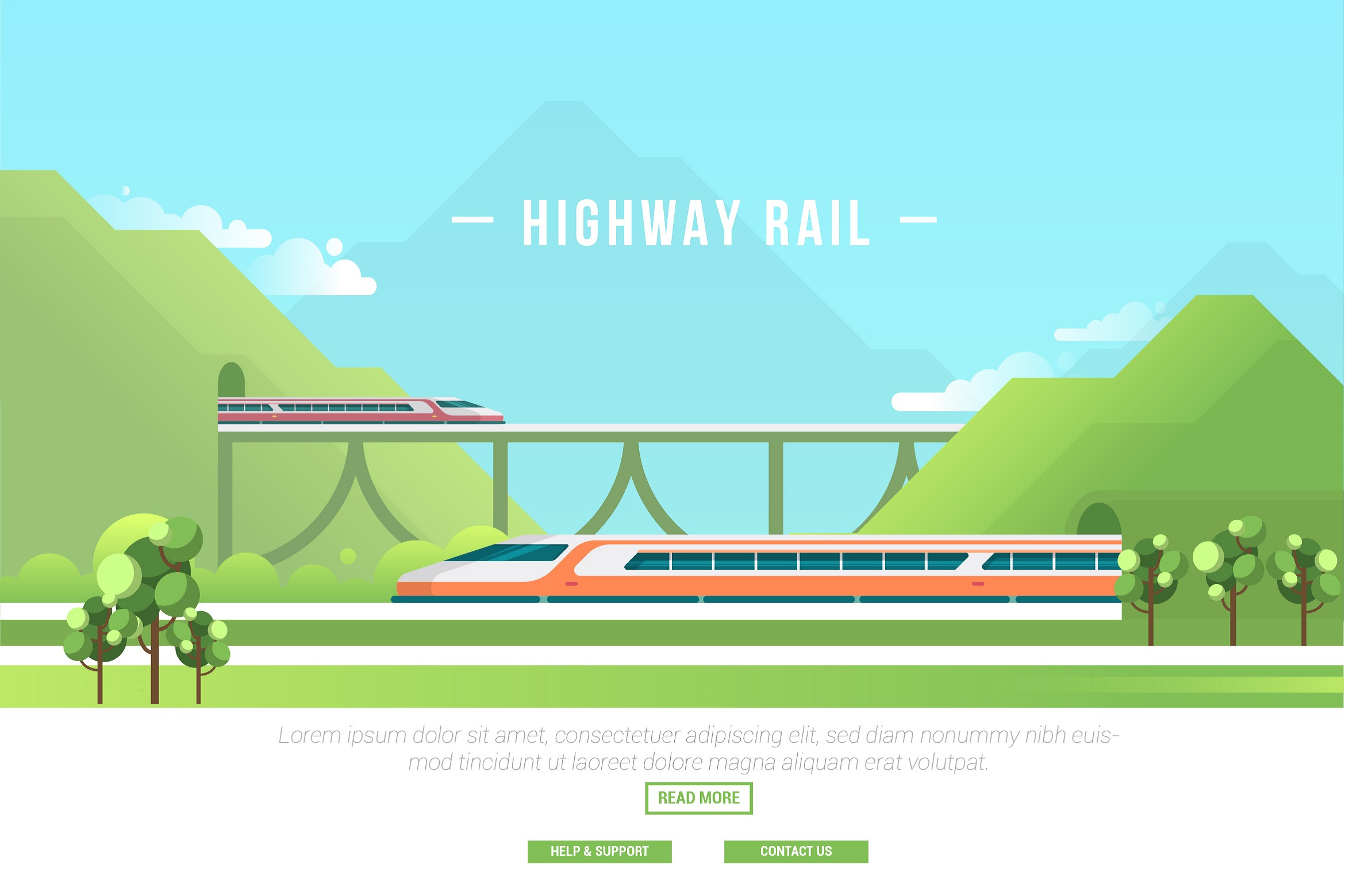 Highway Rail - Vector Landscape, an Illustration by AQR Studio