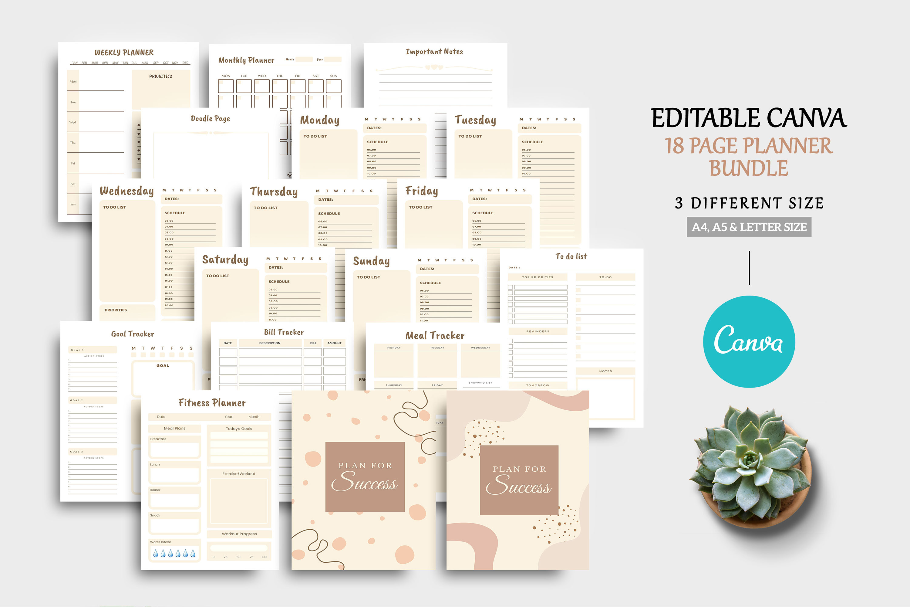 Editable Canva Planner Bundle, a Stationery Template by Ultimate ...