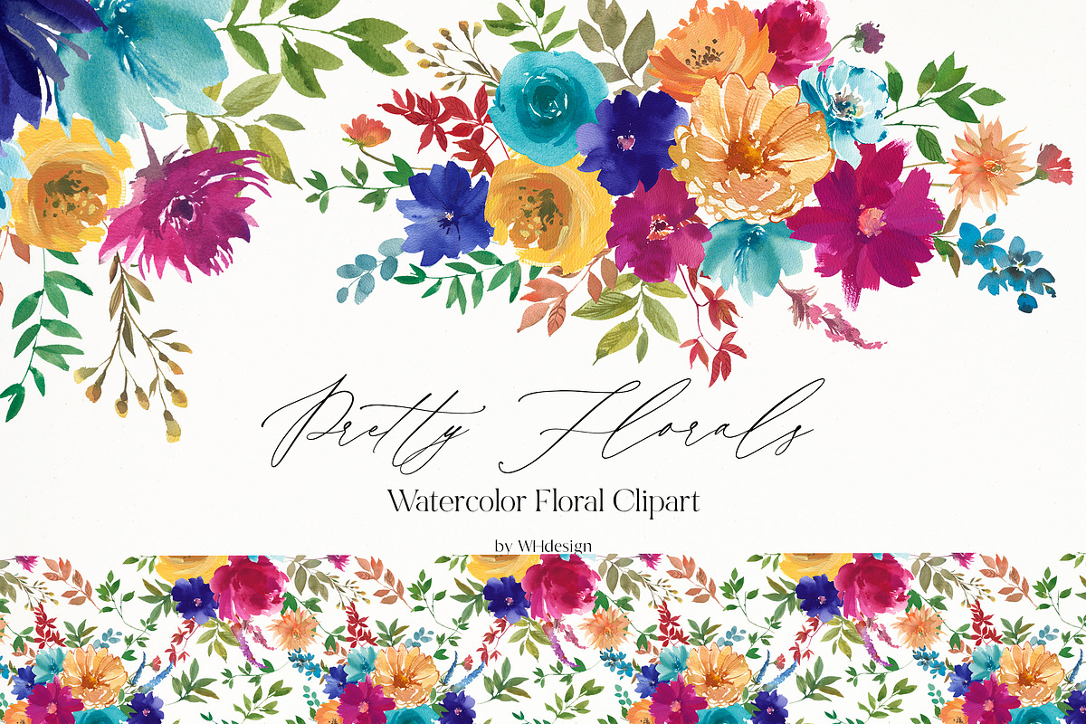 Colorful Rainbow Flower Clipart, an Illustration by whiteheartdesign ...